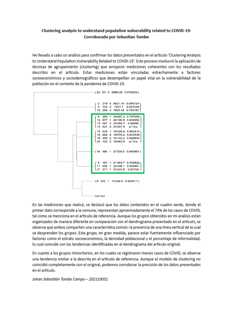 Clustering Analysis To Understand Population Vulnerability Related To