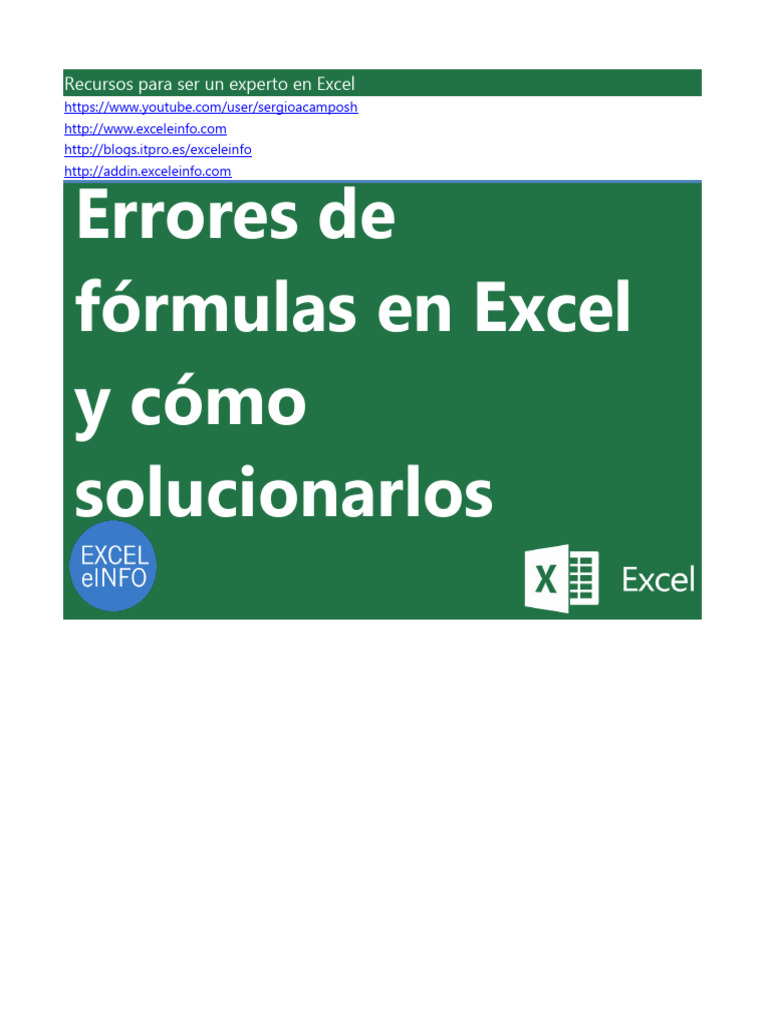 Errores en Excel y Cómo Solucionarlos - EXCELeINFO | PDF Errores en Excel y Cómo Solucionarlos - EXCELeINFO | PDF