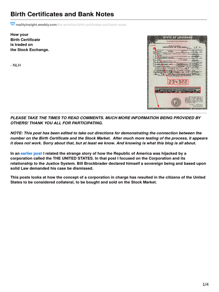 Birth Certificates and Bank Notes | PDF