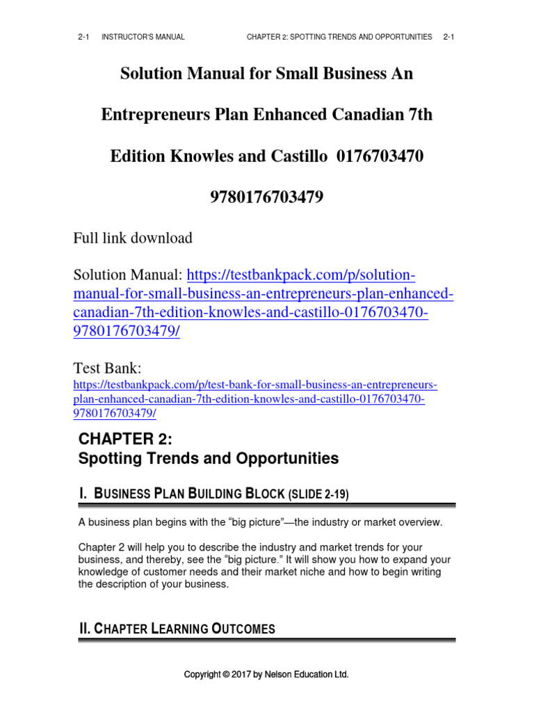 Solution Manual For Small Business An Entrepreneurs Plan Enhanced ...