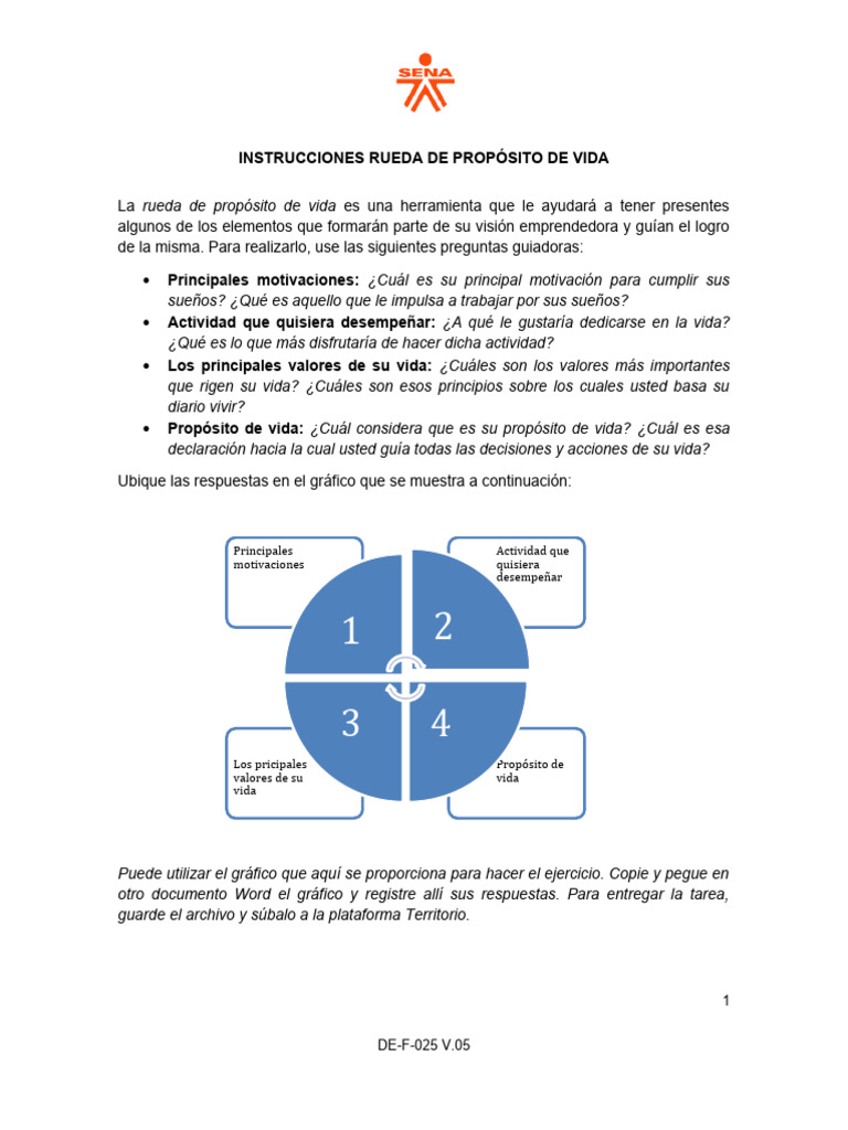 Actividad 14 Octubre-Instrucciones Rueda Propósito de Vida y Mapa de Sueños | PDF