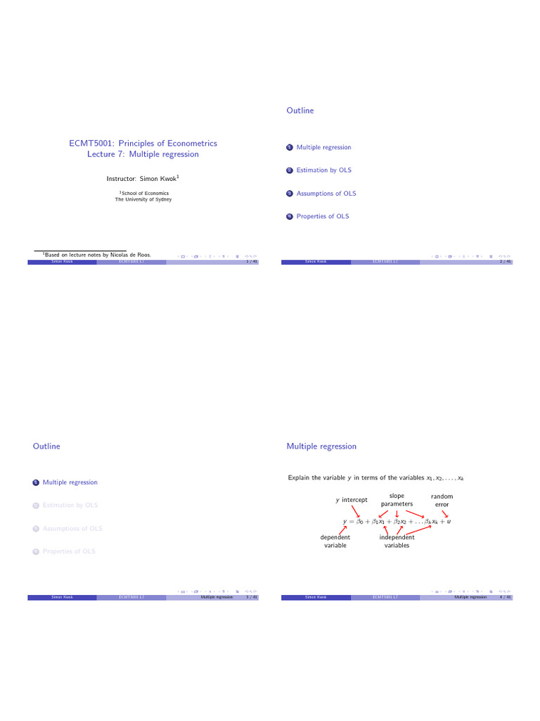 Lecture 7. Multiple Regression | PDF