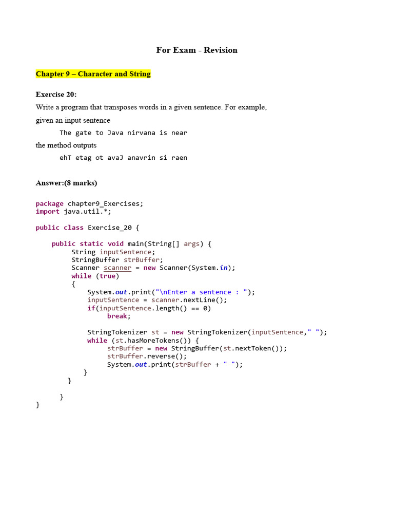Exam Revision Part-1 (Java) | PDF