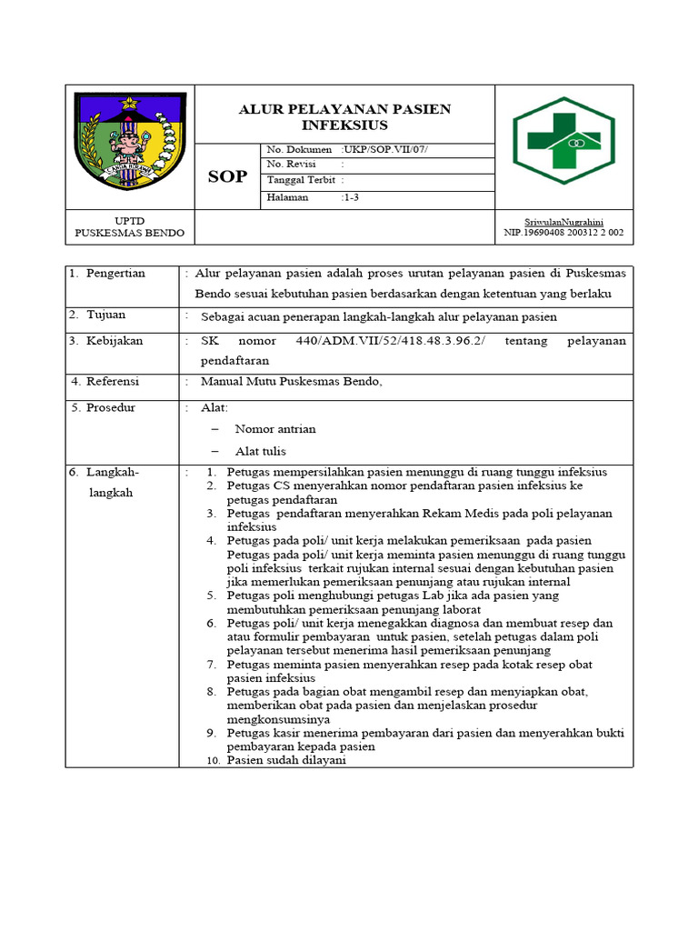 7.1.4.1.sop Alur Pelayanan Pasien Infeksius | PDF