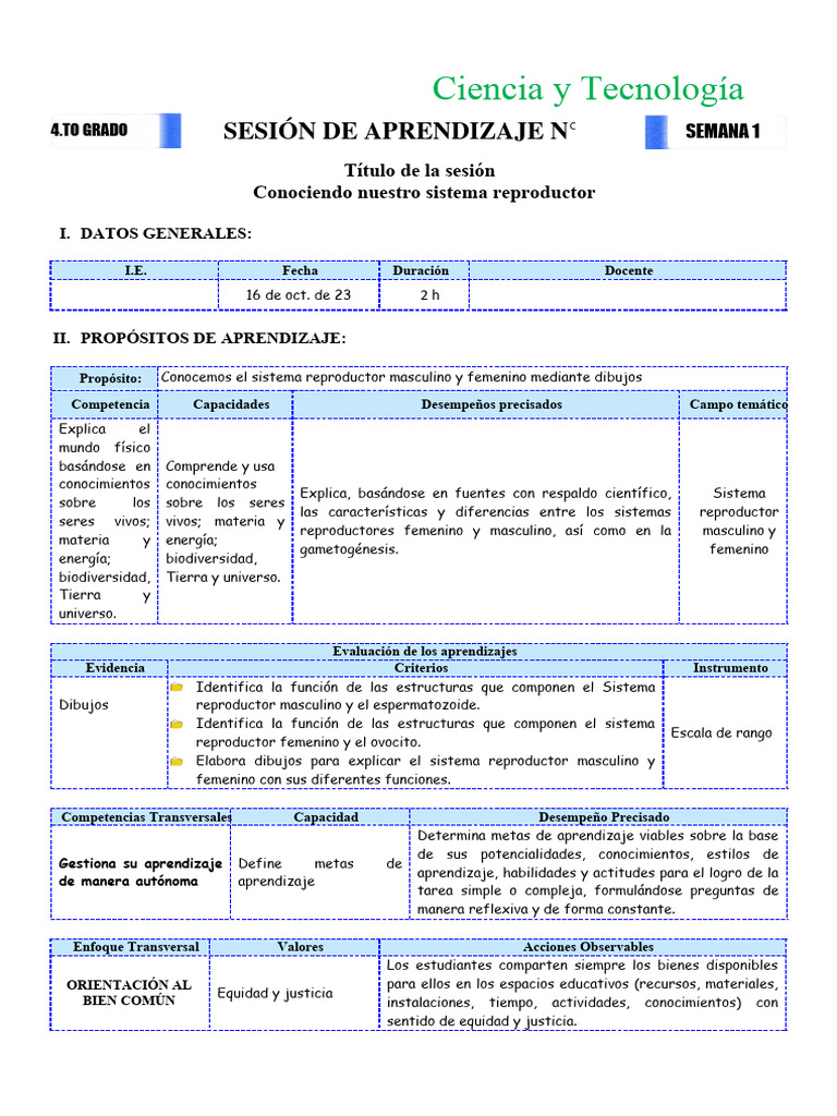 4° - Sesión - de - Aprendizaje 01-Sem.1-Exp.7-Cyt | PDF