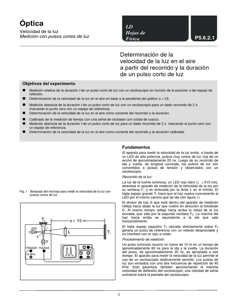 P05 - Determinación de La Velocidad de La Luz | PDF