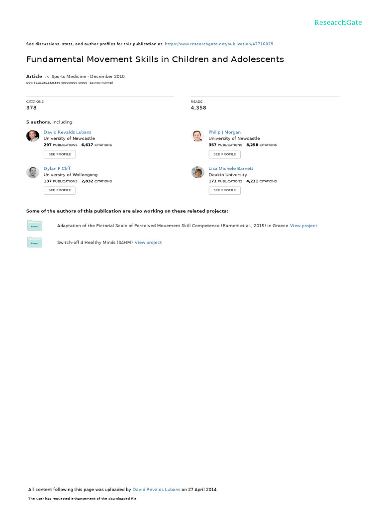 Fundamental Movement Skills in Children | PDF