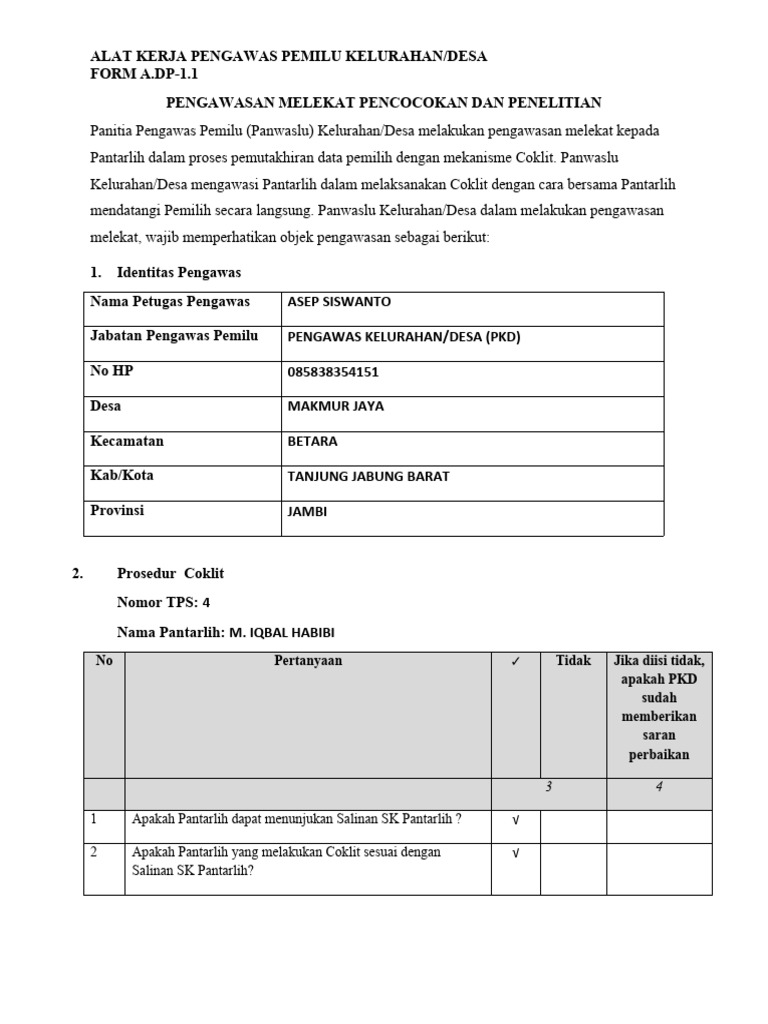 Waskat Desa Makmur Jaya | PDF