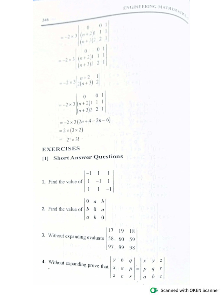 Matrices and Determinents Exersizes | PDF