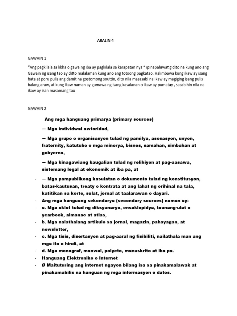 ARALIN 4 Answer Johndhel Ullero | PDF