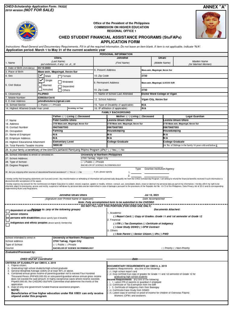 Application Form CHED | PDF