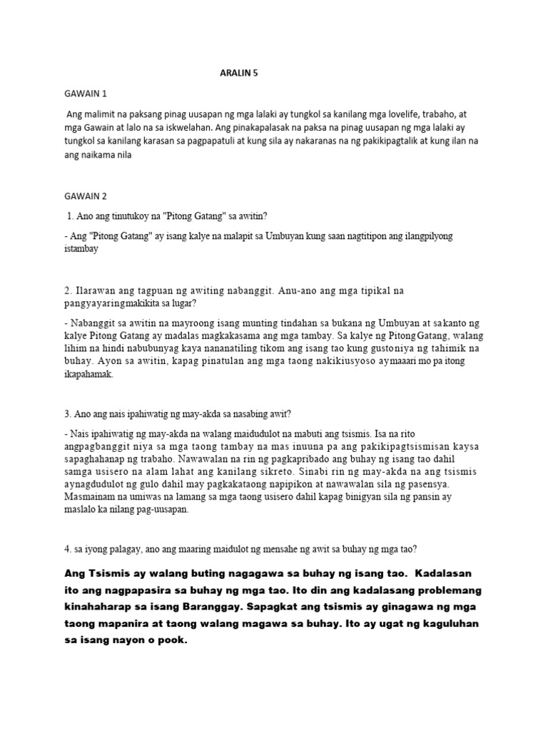 ARALIN 5 Answer Johndhel Ullero | PDF