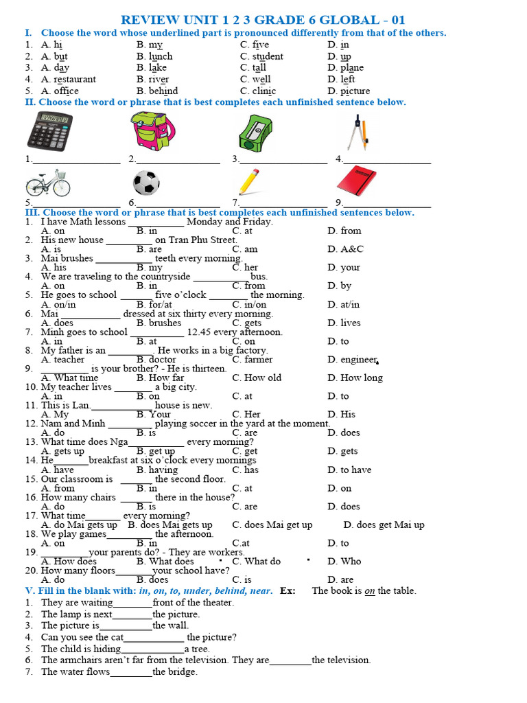 Grade 6 Global - Test 1 - 01 Pretty | PDF
