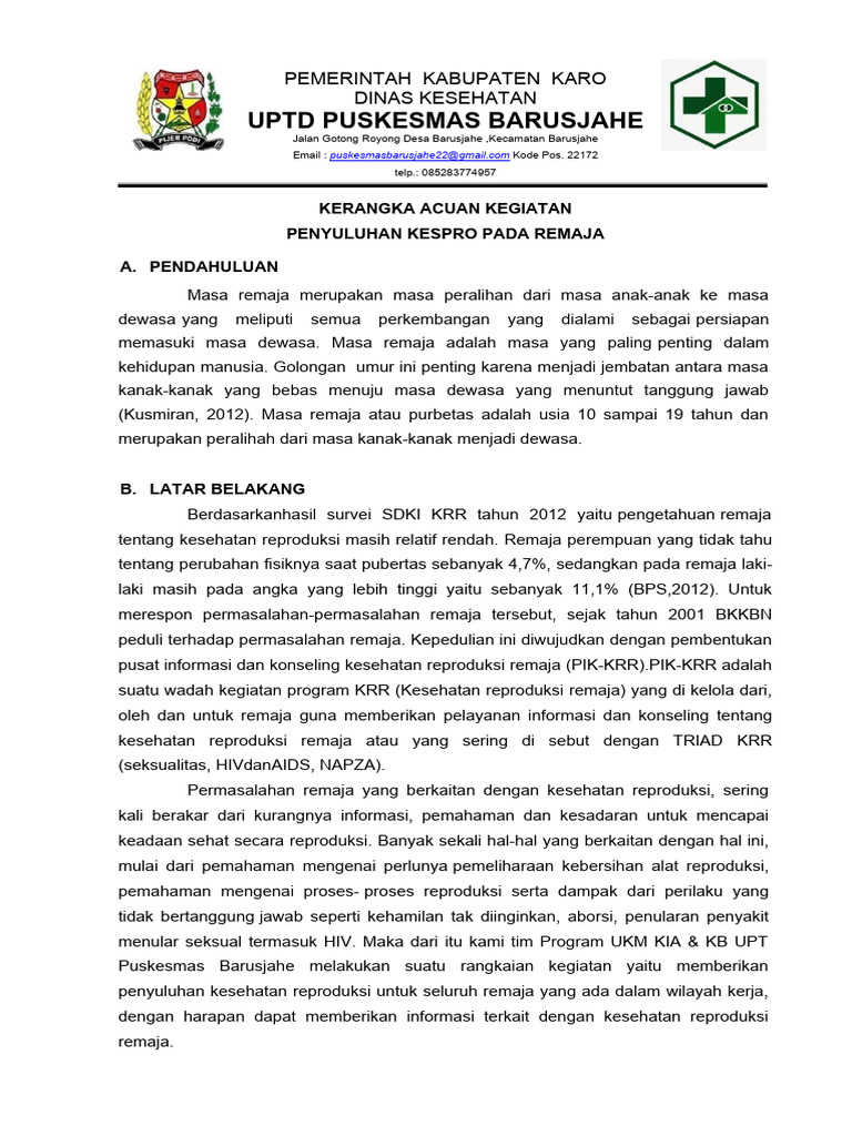 Kak Penyuluhan Kespro Pada Remaja | PDF
