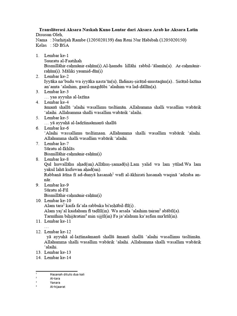 Transliterasi Arab Ke Indonesia | PDF
