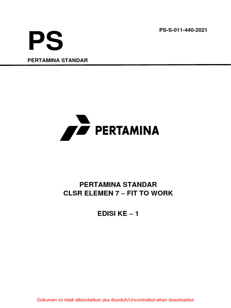 PS-S-011-440-2021 - CSLR Elemen 7 - Fit To Work | PDF