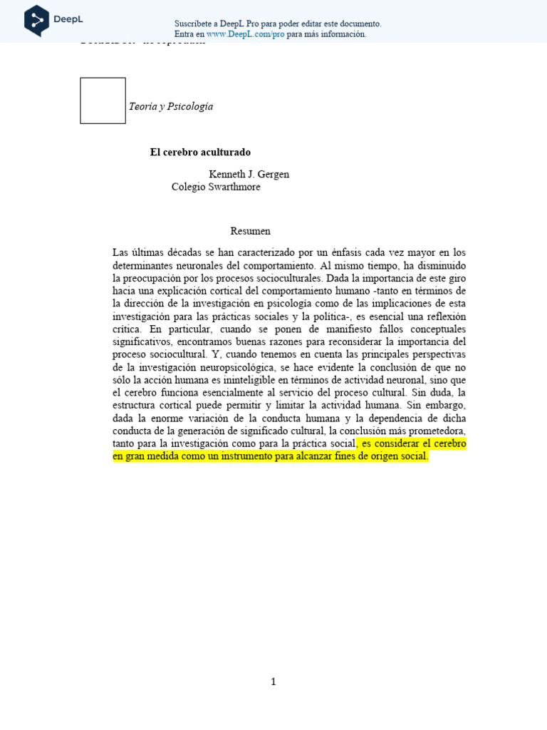 Acculturated Brain by Gergen Es | PDF