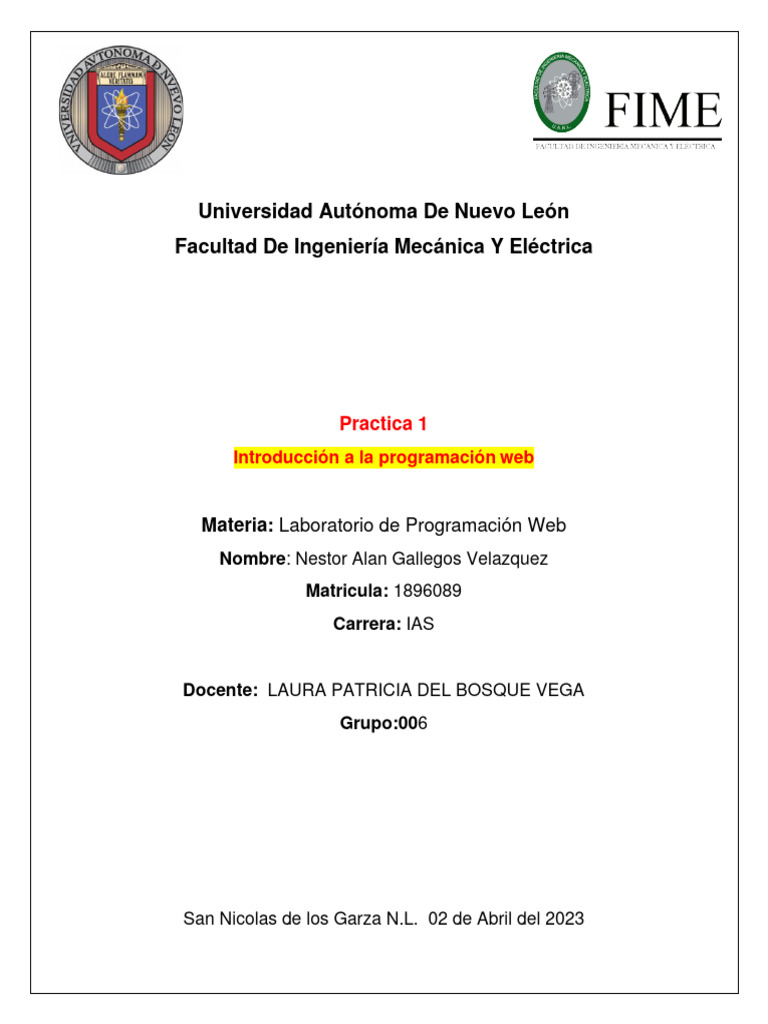 Practica 1 Lab Progra Web | PDF