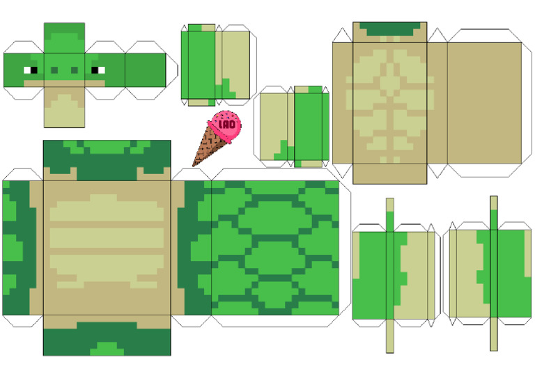 Minecraft Turtle Papercraft - FREE Template | PDF