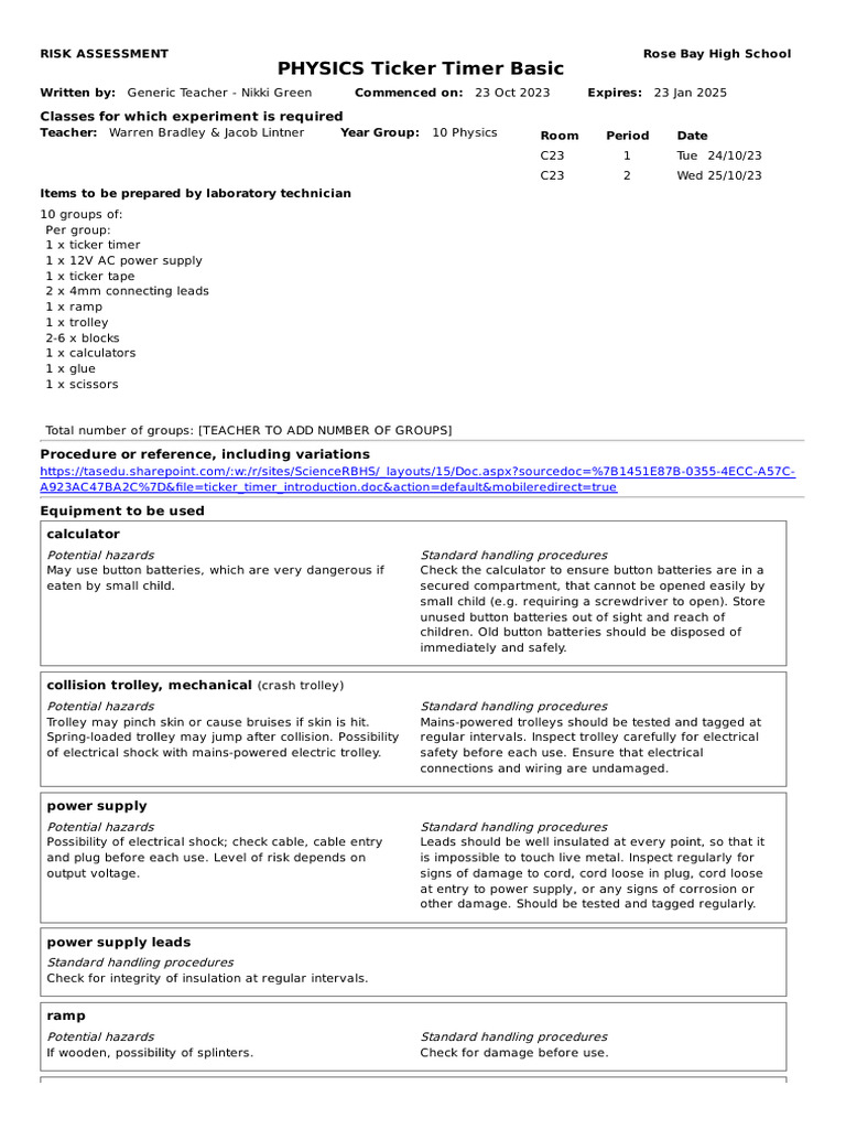 Physics Ticker Timer Basic | PDF