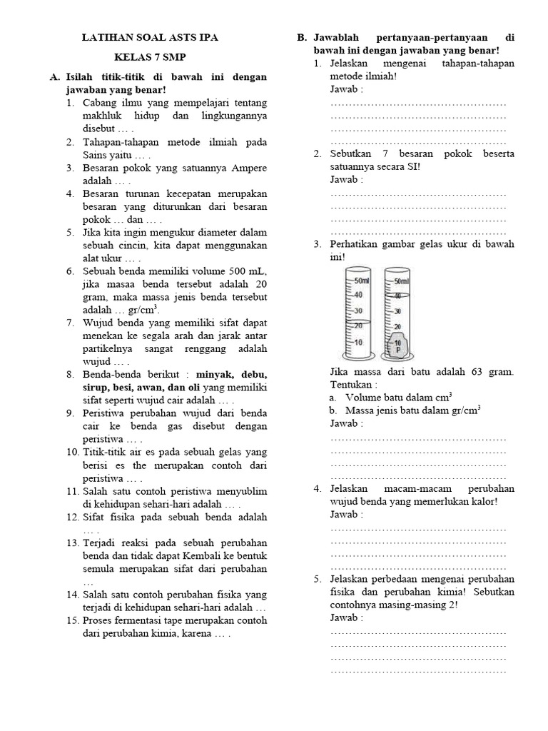 ASTS IPA Kelas 7 | PDF | Seni & Disiplin Bahasa | Sains & Matematika