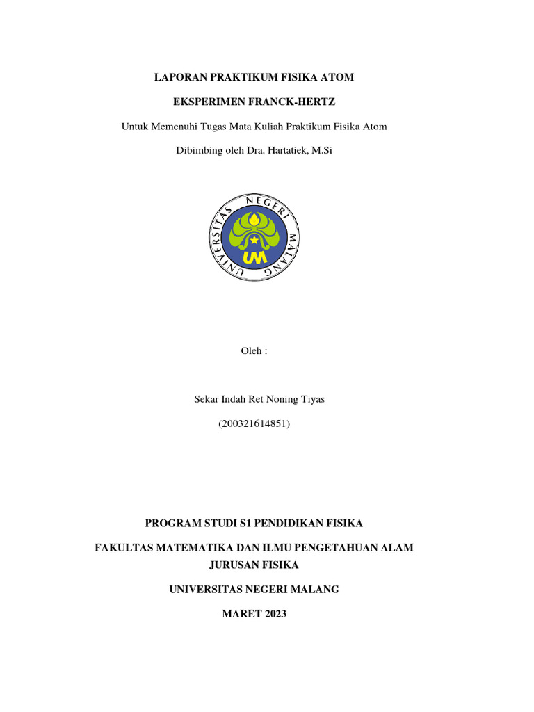 Sekar Indah Ret Noning Tiyas - Laporan Eksperimen Franck Hertz | PDF