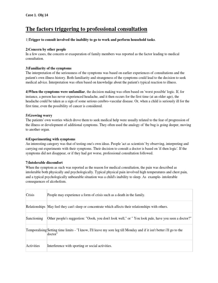 Triggers for Seeking Medical Consultation | PDF