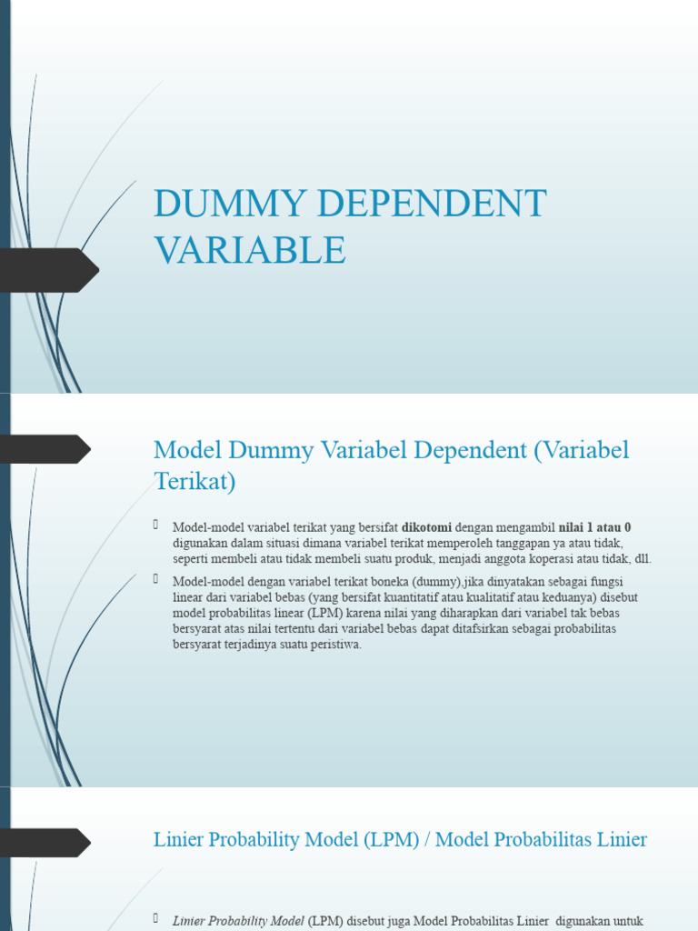 Materi 6 Dummy Dependent Variable | PDF | Karier & Perkembangan | Metode & Bahan Ajar
