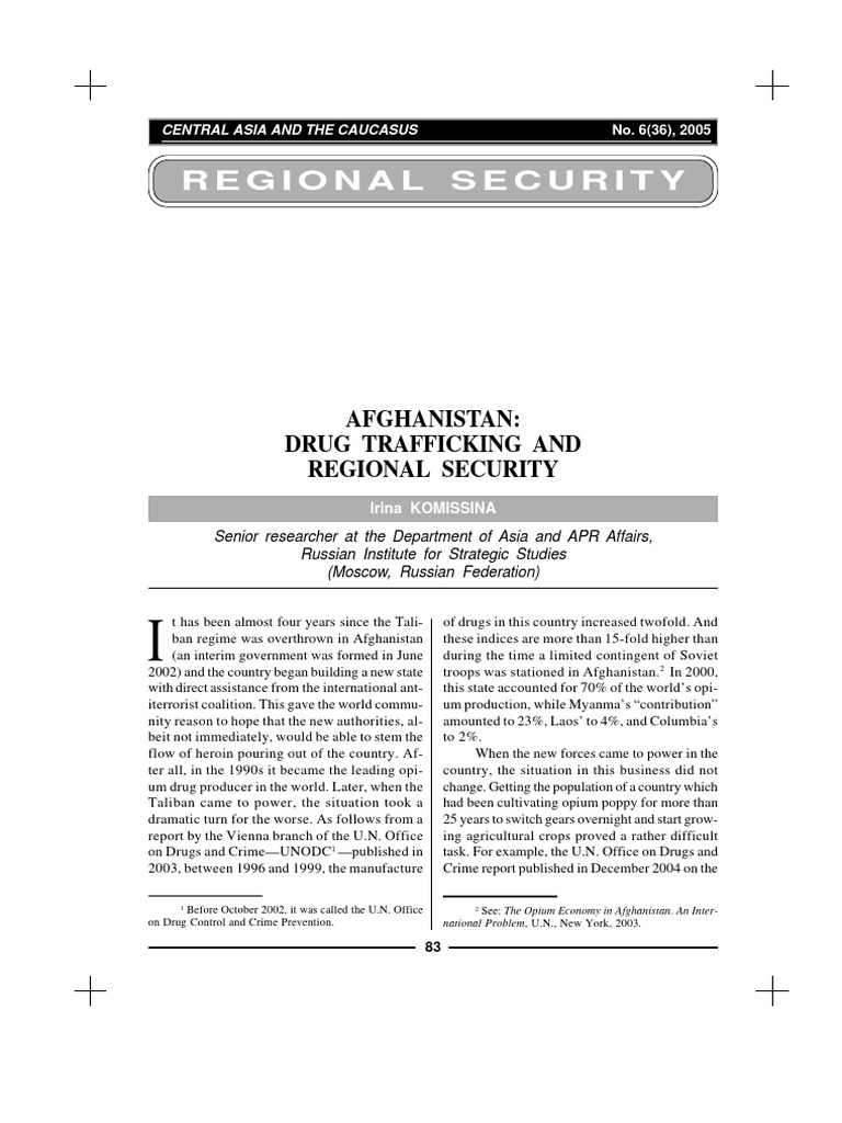 Afghanistan Drug Trafficking and Regional Security | PDF Afghanistan Drug Trafficking and Regional Security | PDF
