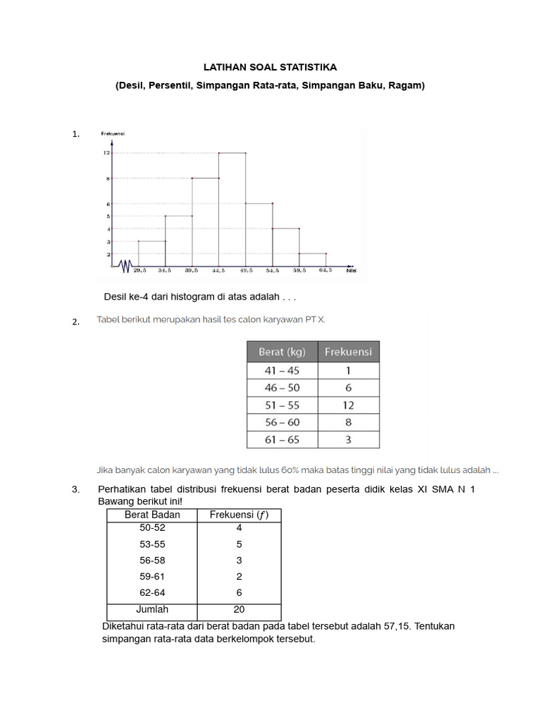 Latihan Soal Statistika Lengkap | PDF