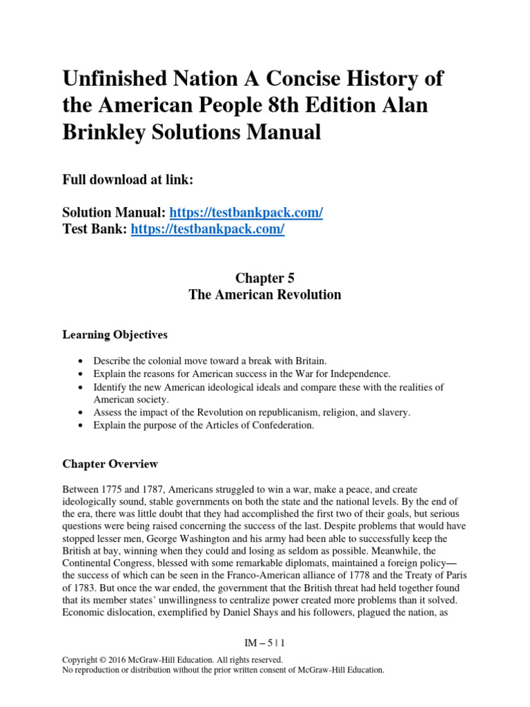 Unfinished Nation A Concise History of The American People 8th Edition ...