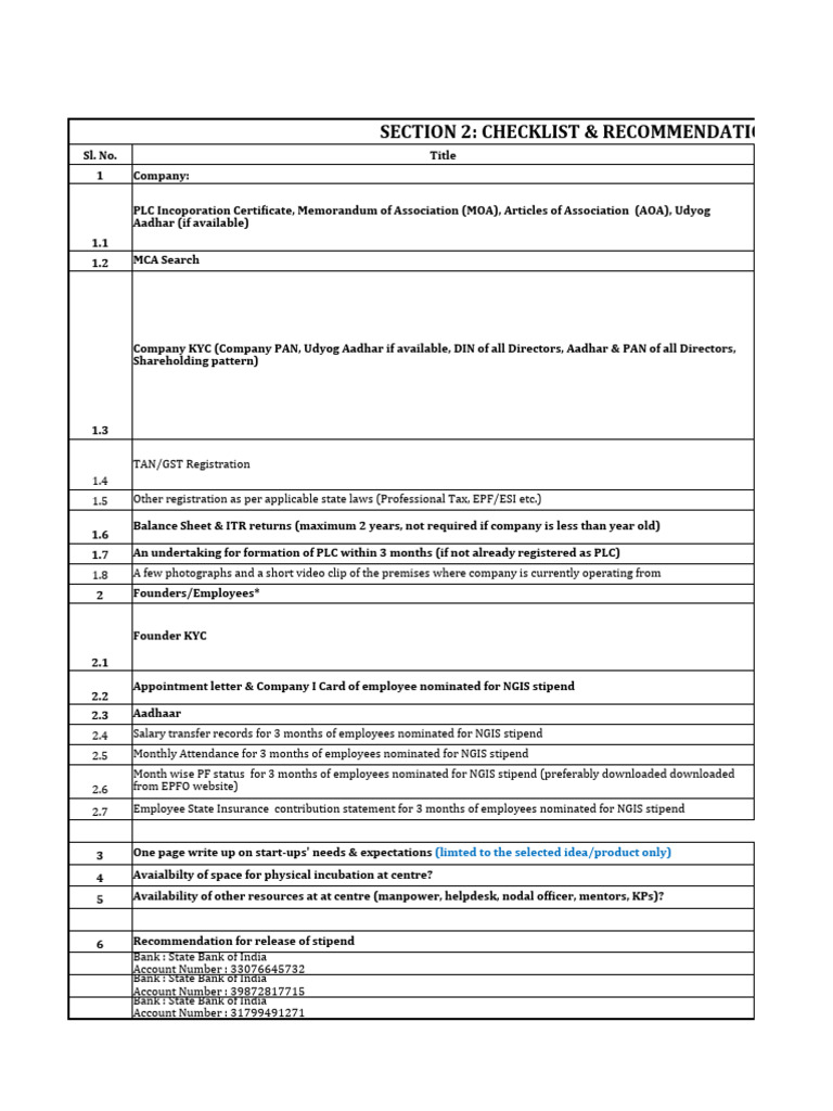 Startup Stipend Checklist | PDF | Business
