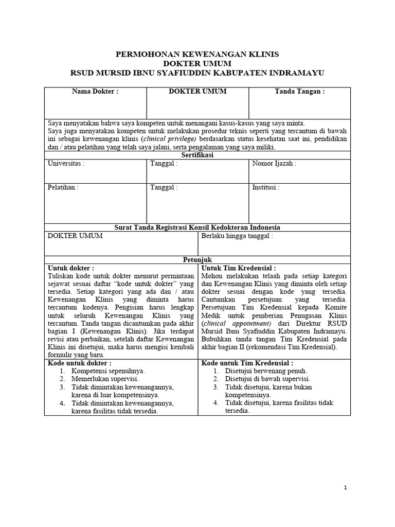 PERMOHONAN RKK Dokter Umum | PDF