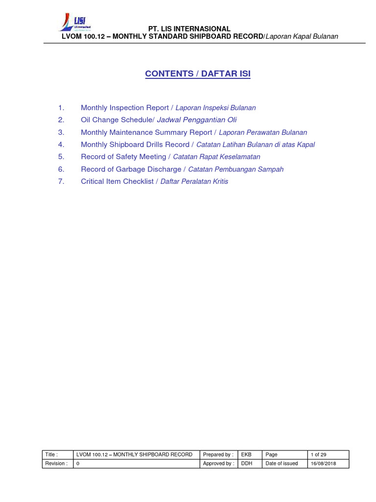 LVOM 100.12 - Monthly Standard Shipboard Record, Feb 2022 | PDF ...