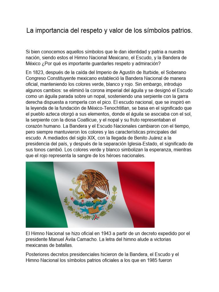 La Importancia Del Respeto y Valor de Los Símbolos Patrios | PDF
