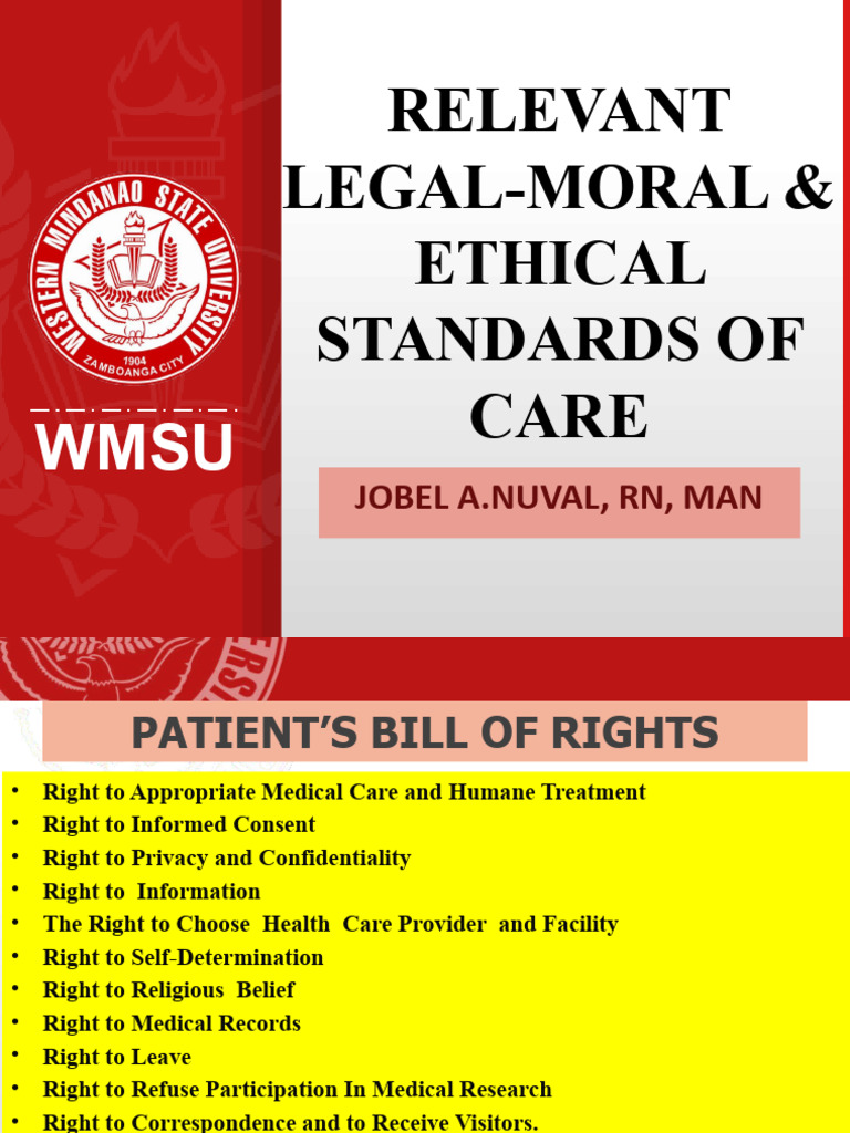 Relevant Legal Moral Ethical Standards of Care | PDF | Nursing | Health ...