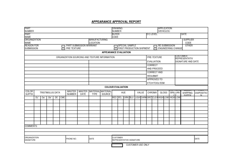 Appearance Approval Report | PDF
