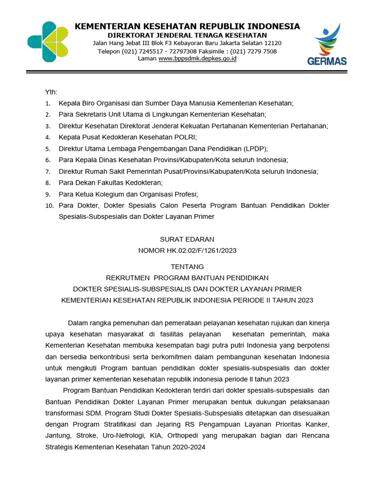 Beasiswa Kemenkes | PDF