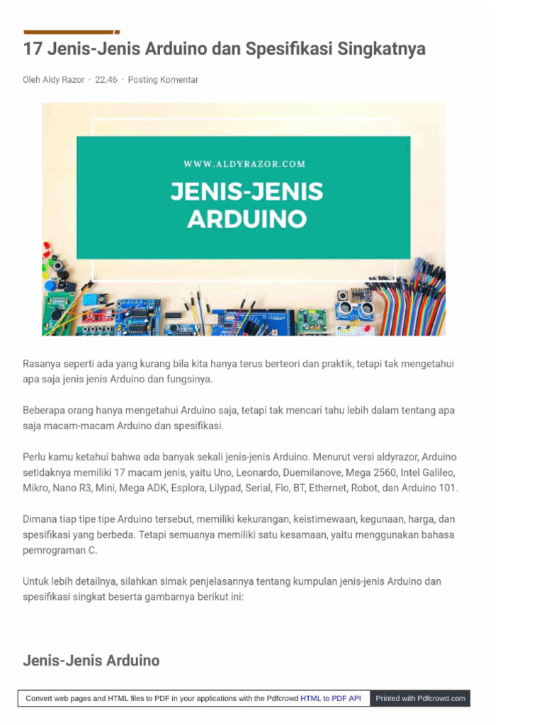 Jenis dan Spesifikasi Arduino | PDF