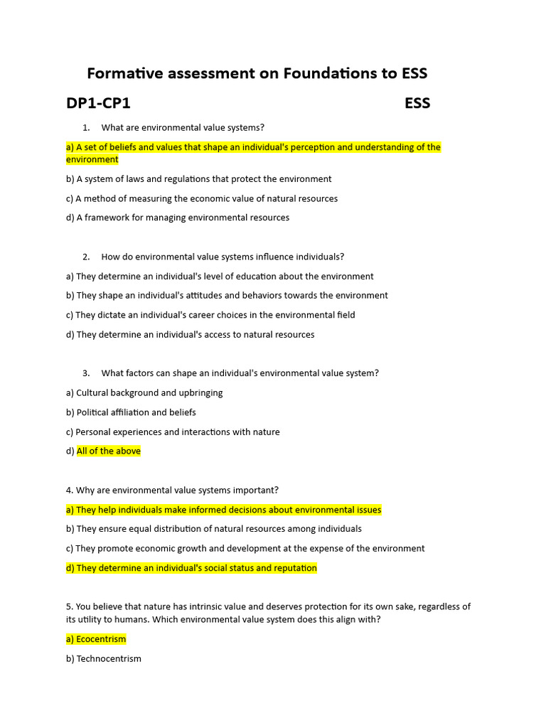 Topic 1 Foundation To ESS QP | PDF | Science & Mathematics