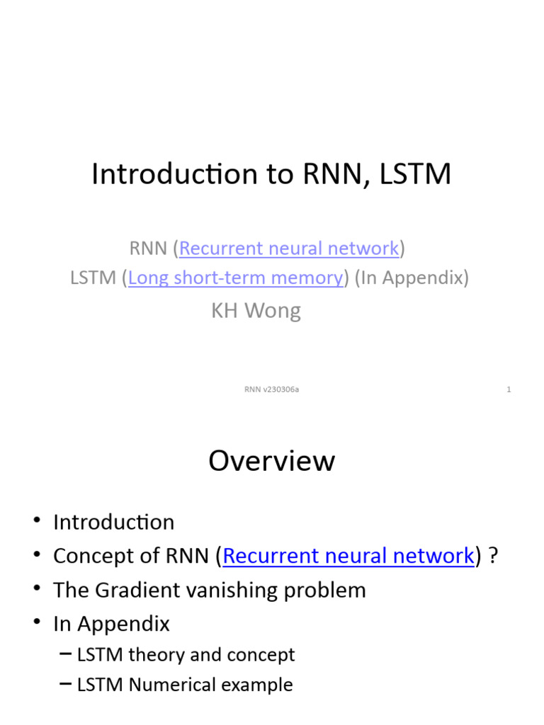 RNN and LSTM Concepts Explained | PDF | Artificial Neural Network | Computational Neuroscience