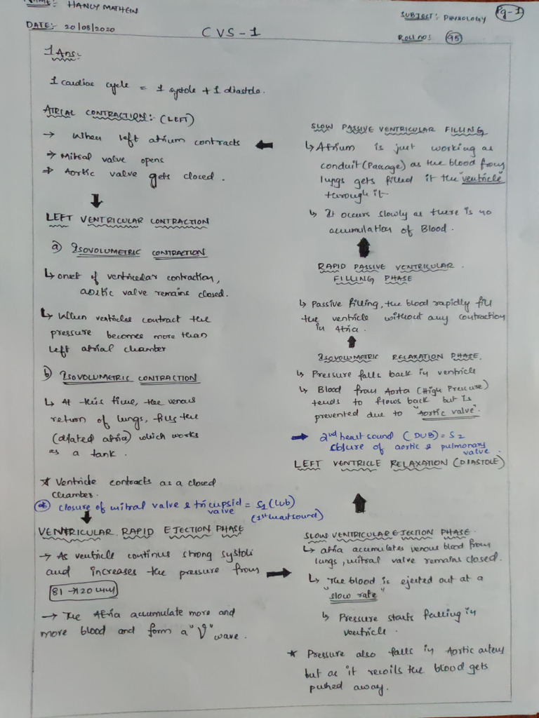 95 - Hancy Mathew - 10 - CVS1 - 20-08-2000 | PDF | Cardiovascular Physiology | Cardiovascular System