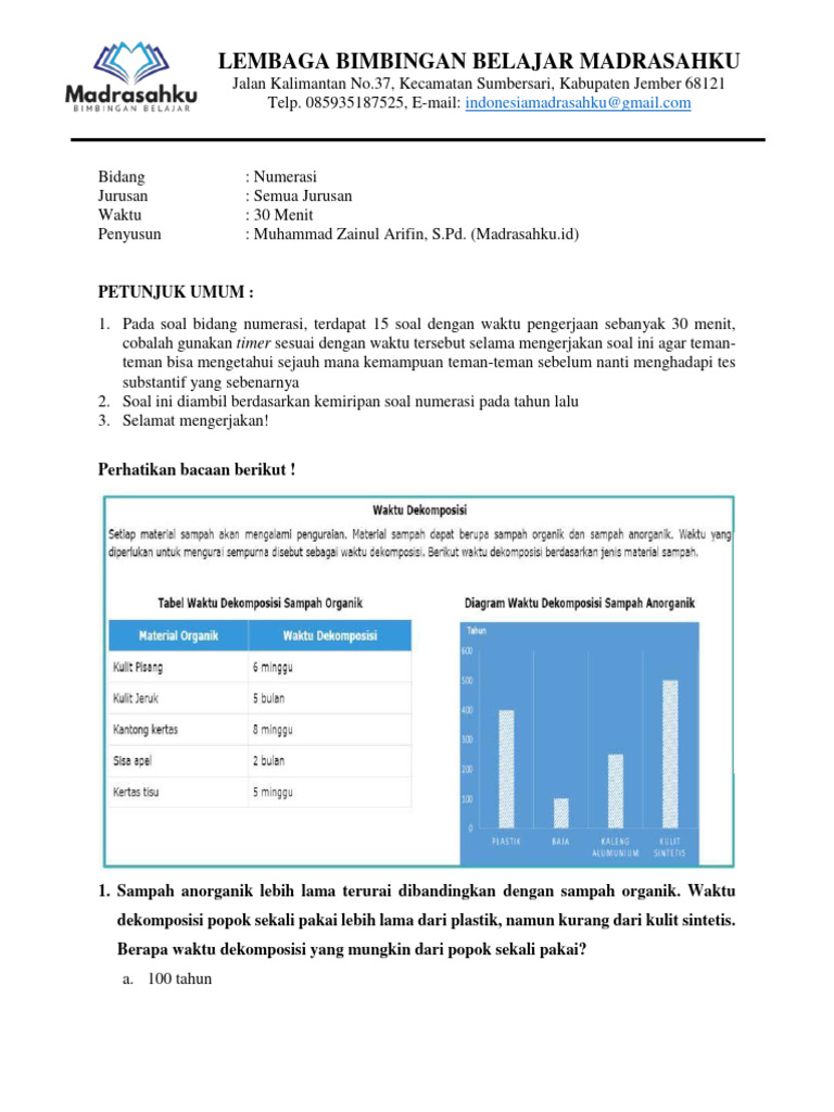 Soal Numerasi PPG Prajabatan | PDF | Sains & Matematika