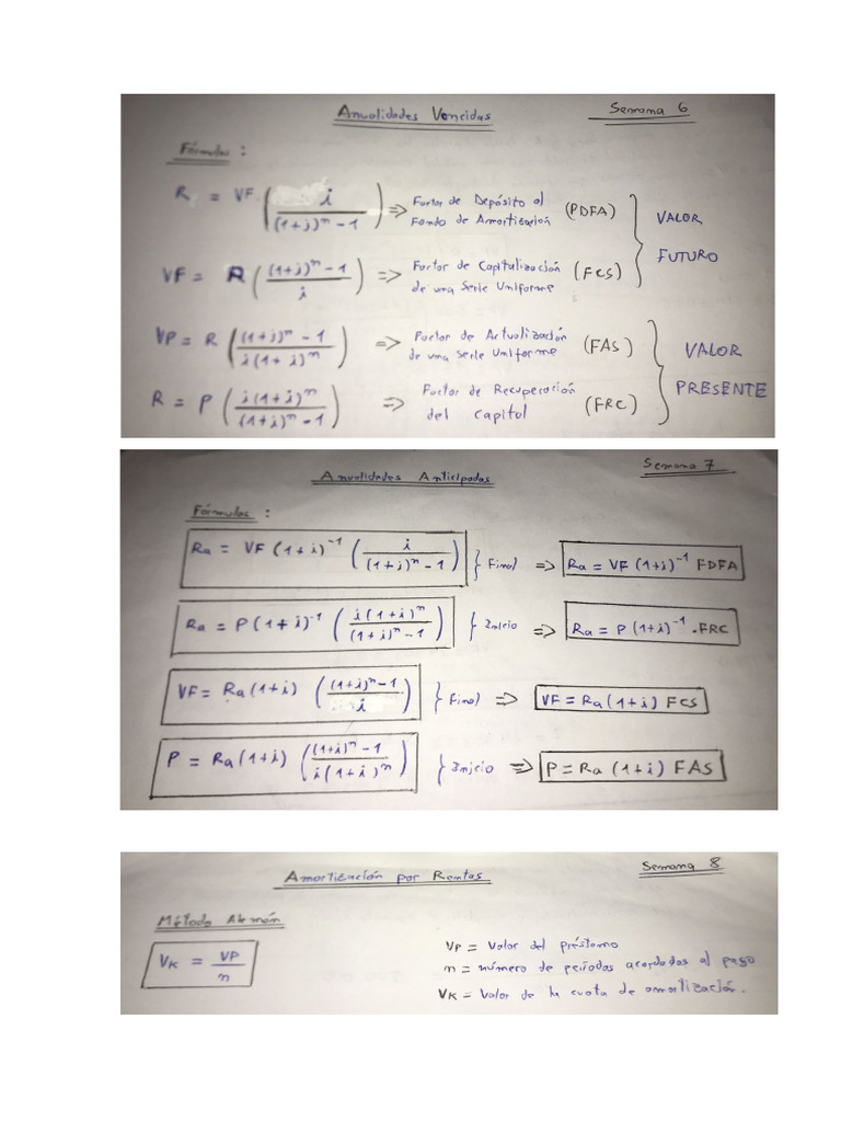 Formulario de Ingenieria Economica - PC2 | PDF