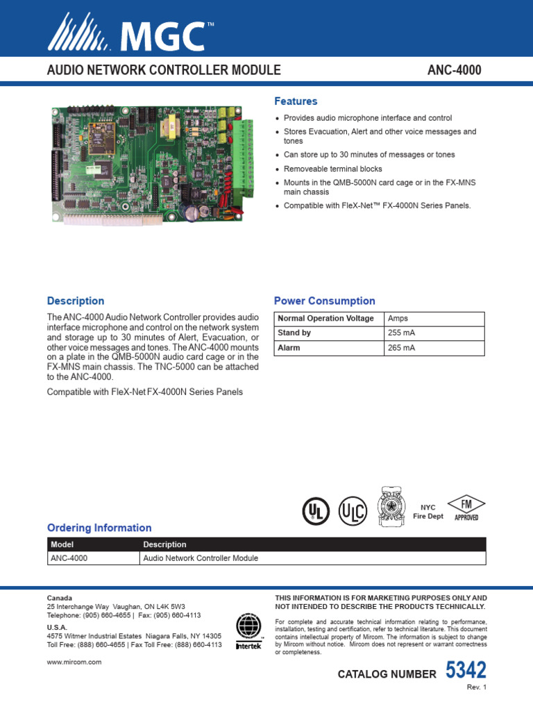 Anc 4000 Audio Network Controller | PDF