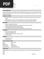 TCS Resume Format for Freshers | PDF | Computing And Information ...
