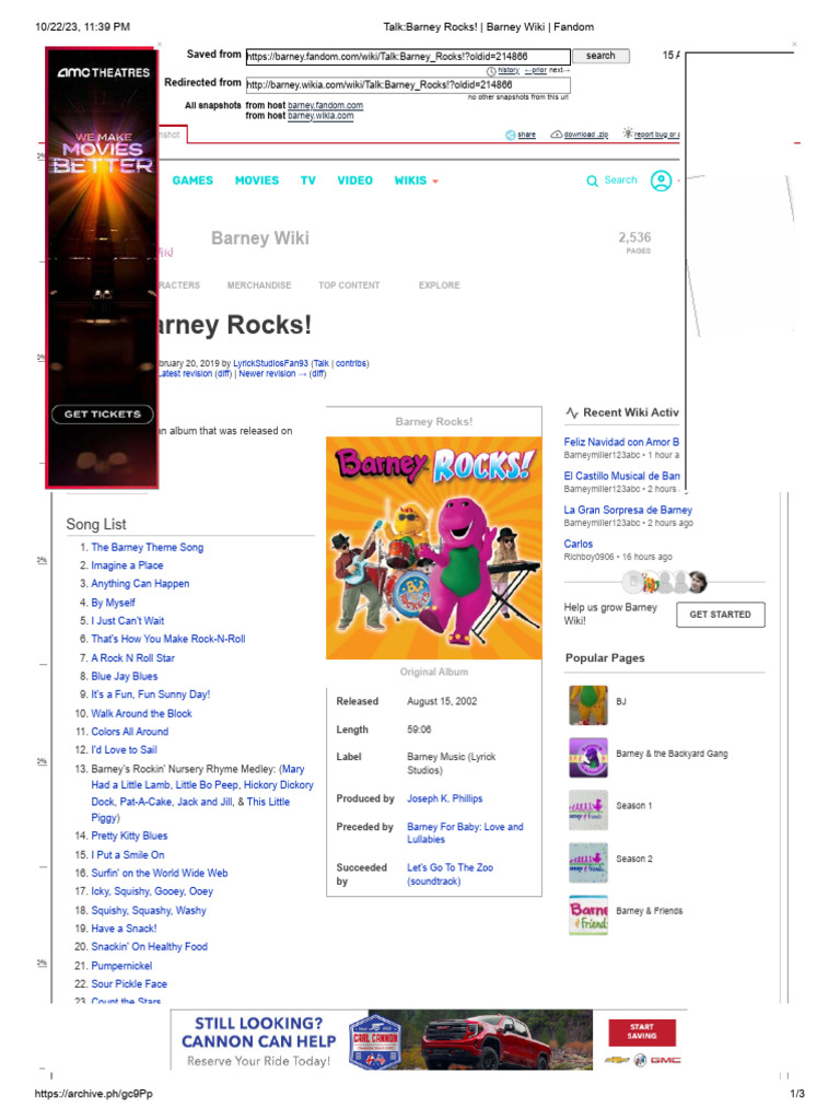 Barney Rocks Album Overview | PDF