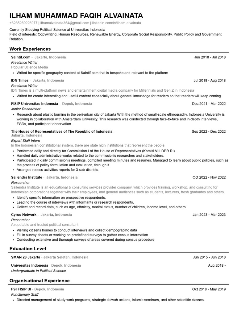 Resume-Ilham Muhammad Faqih Alvainata | PDF