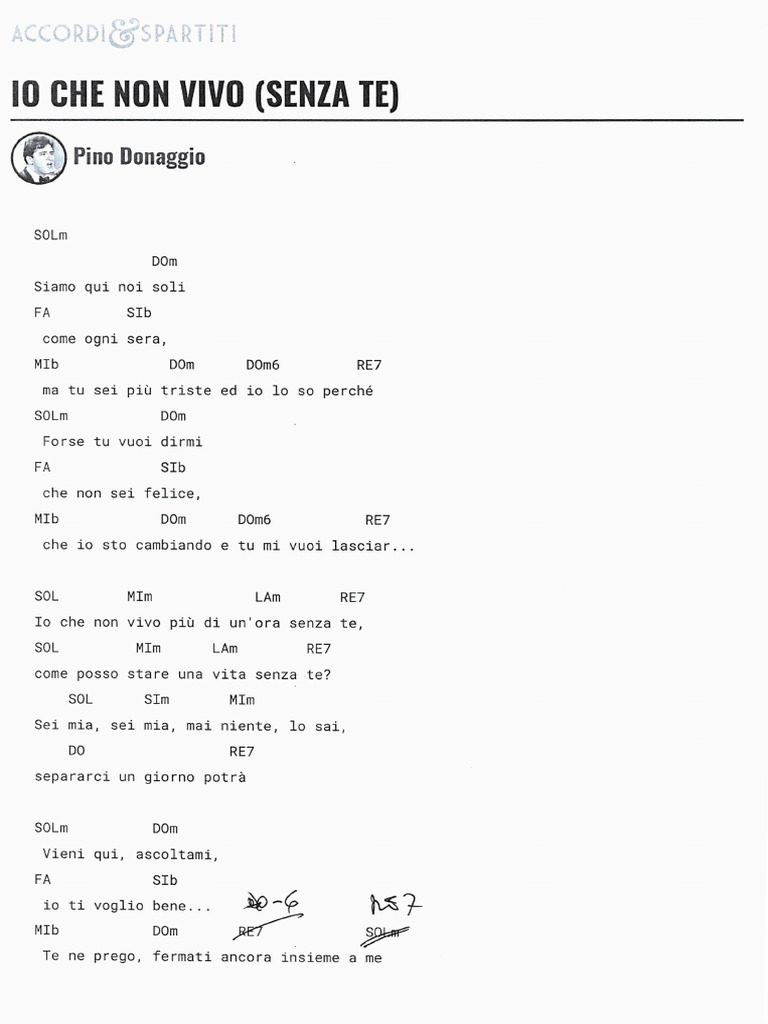 Io Che Non Vivo Senza Te | PDF