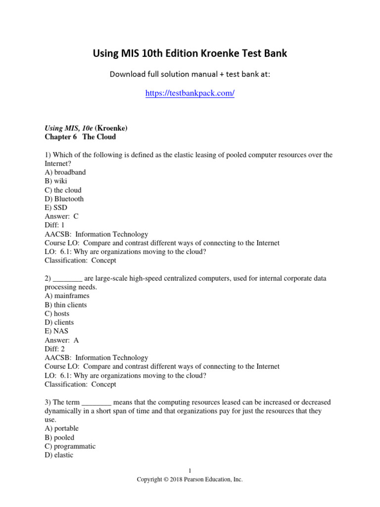 Using MIS 10th Edition Kroenke Test Bank 1 | PDF Using MIS 10th Edition Kroenke Test Bank 1 | PDF